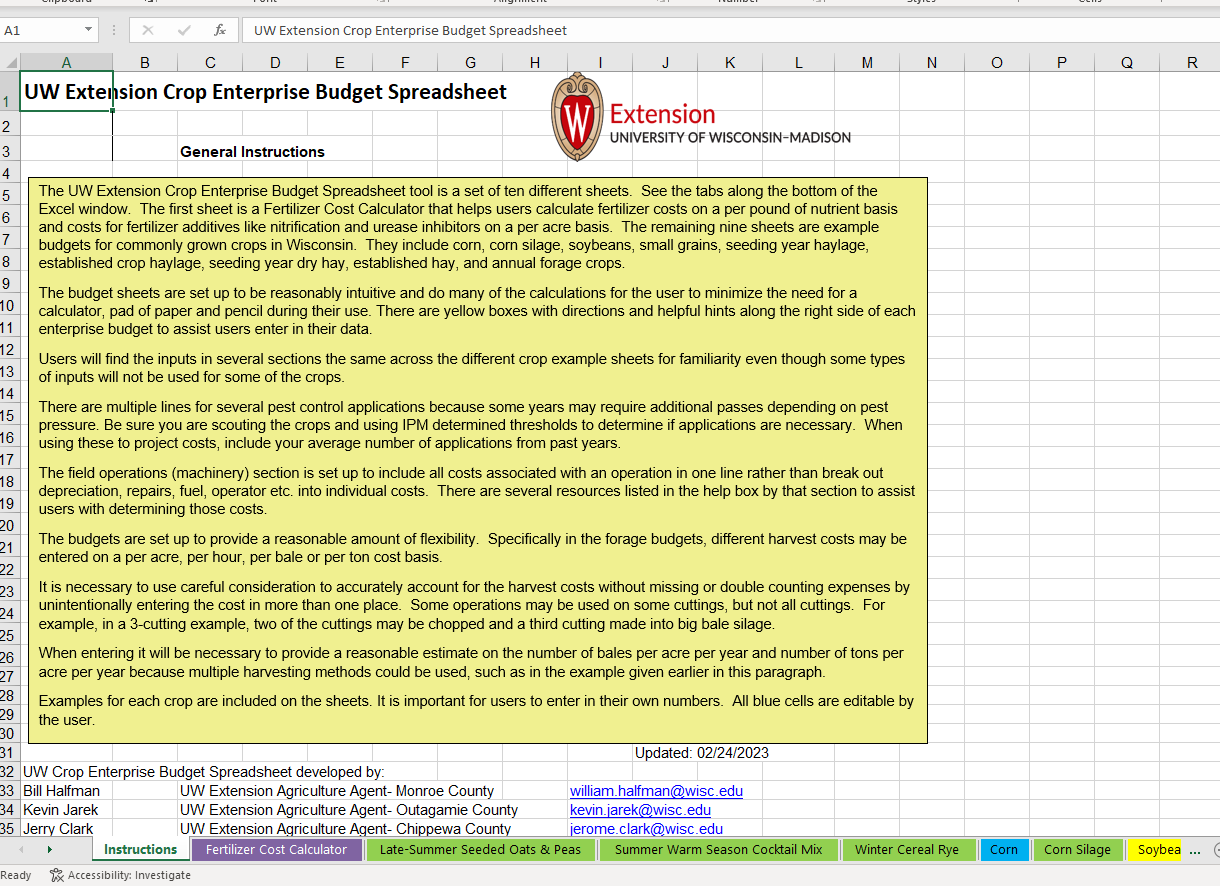 Using the Crop Enterprise Budget Tool – Farm Management